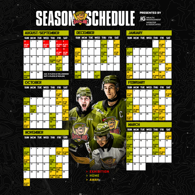 Printable schedule - North Bay Battalion