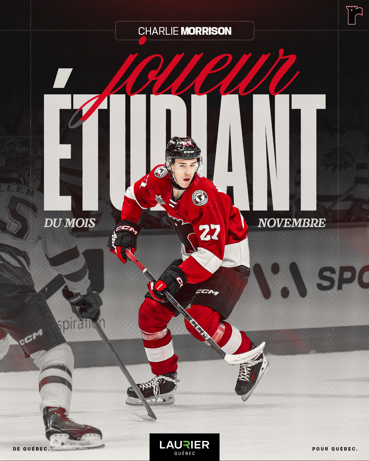 CHARLIE MORRISON : JOUEUR-ÉTUDIANT LAURIER QUÉBEC DU MOIS DE NOVEMBRE ...