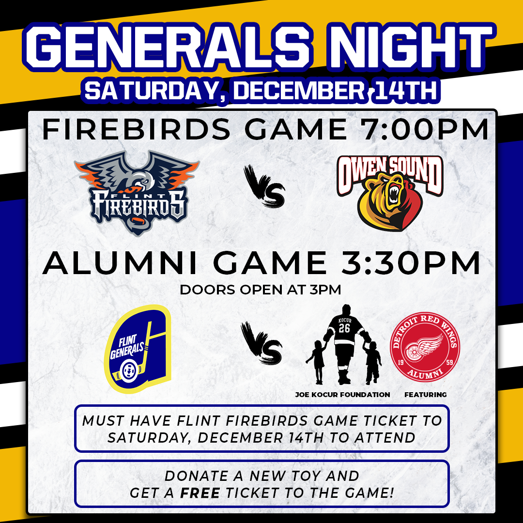 Firebirds Announce Flint Generals - Detroit Red Wings Alumni Game ...