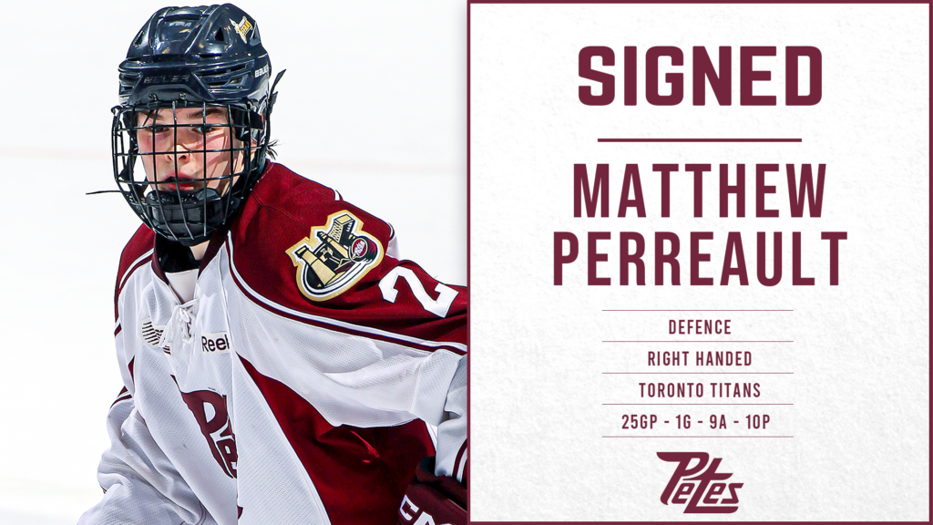 Petes Sign 2025 Second Round Pick Matthew Perreault to OHL Standard ...