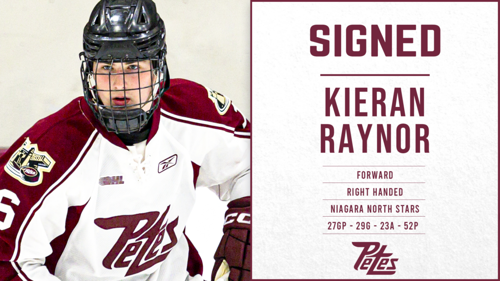 Petes Sign 2025 Second Round Pick Kieran Raynor to OHL Standard Player ...