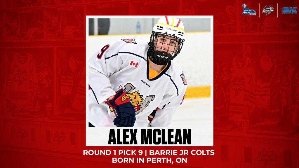 The Guelph Storm select Alex McLean 9th Overall - Guelph Storm