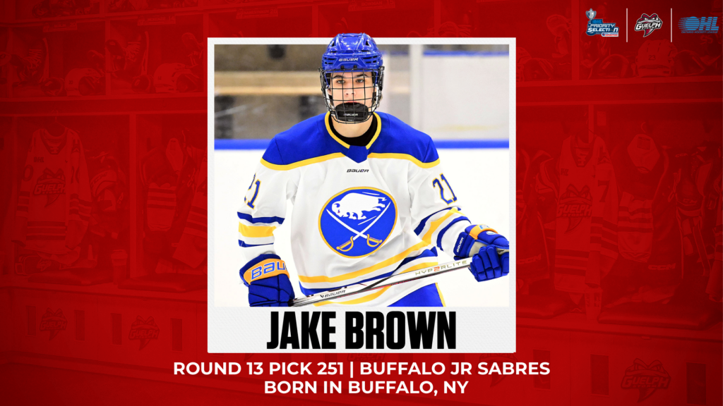 The Guelph Storm select Jake Brown 251st Overall - Guelph Storm