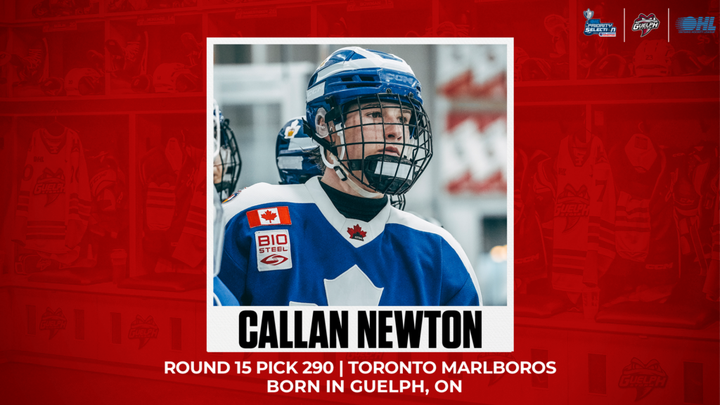 The Guelph Storm select Callan Newton 290th Overall - Guelph Storm