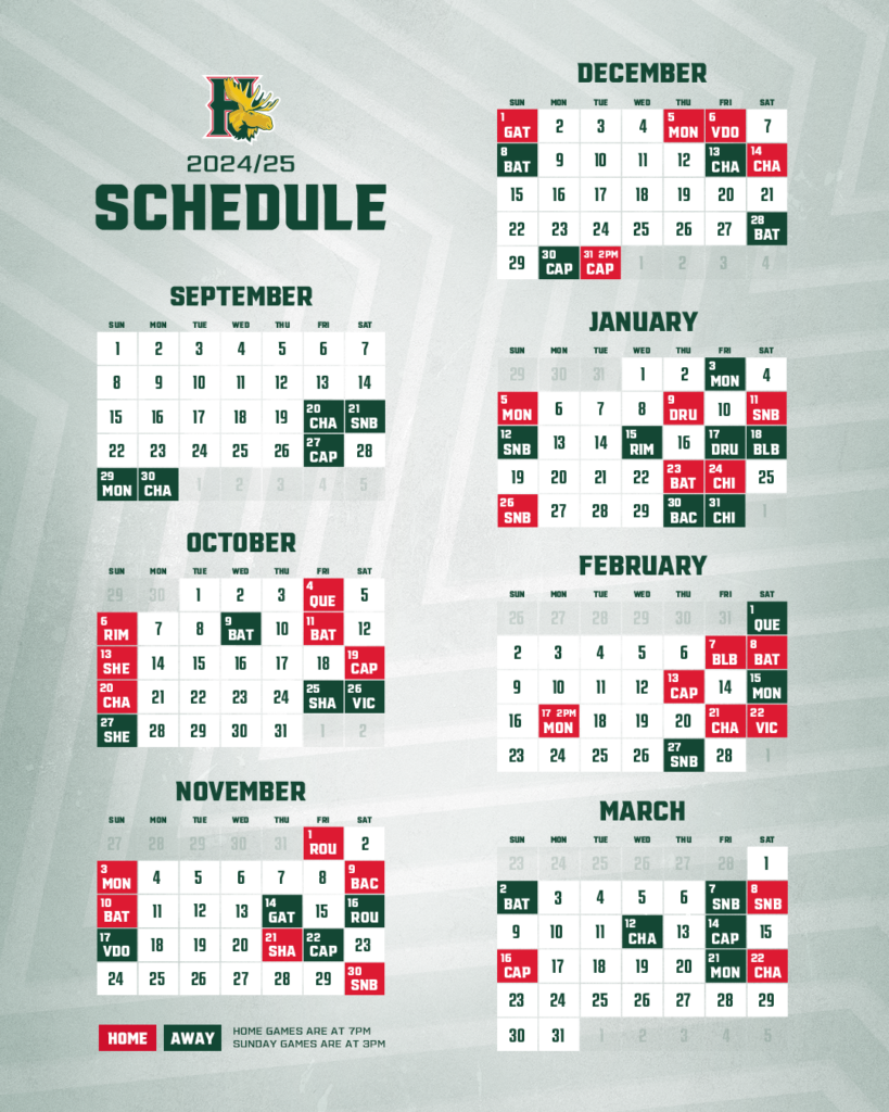 2024-25 Mooseheads Schedule Released - Halifax Mooseheads