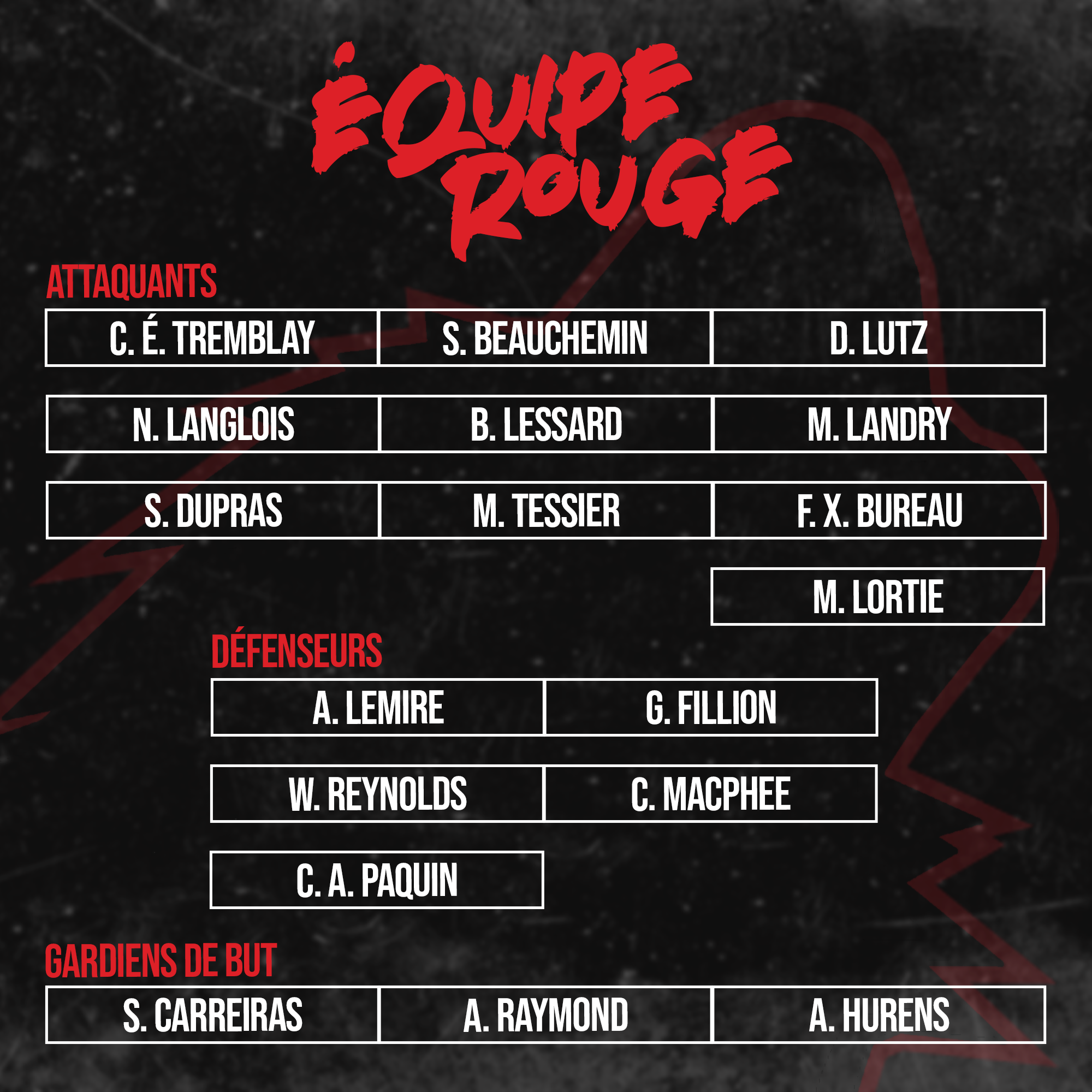 ALIGNEMENTS ÉQUIPE NOIR ET ROUGE (CAMP DES RECRUES) - Huskies de Rouyn ...