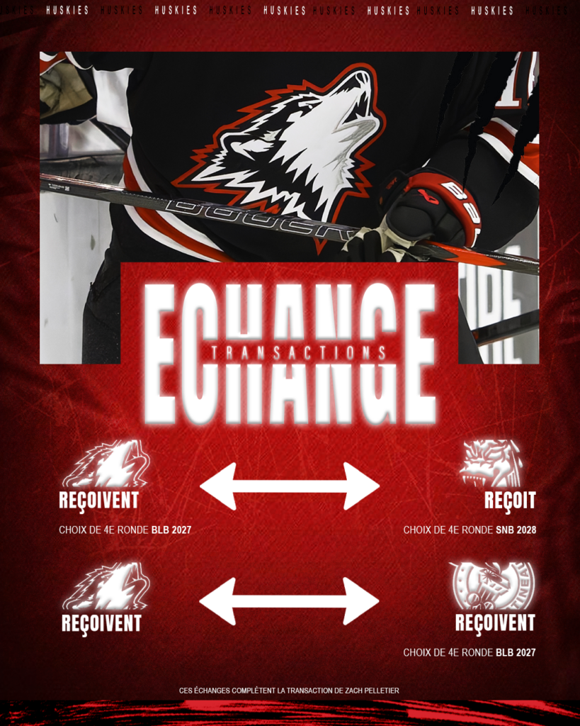 Samuel Meloche échangé aux Sea Dogs - Huskies de Rouyn-Noranda