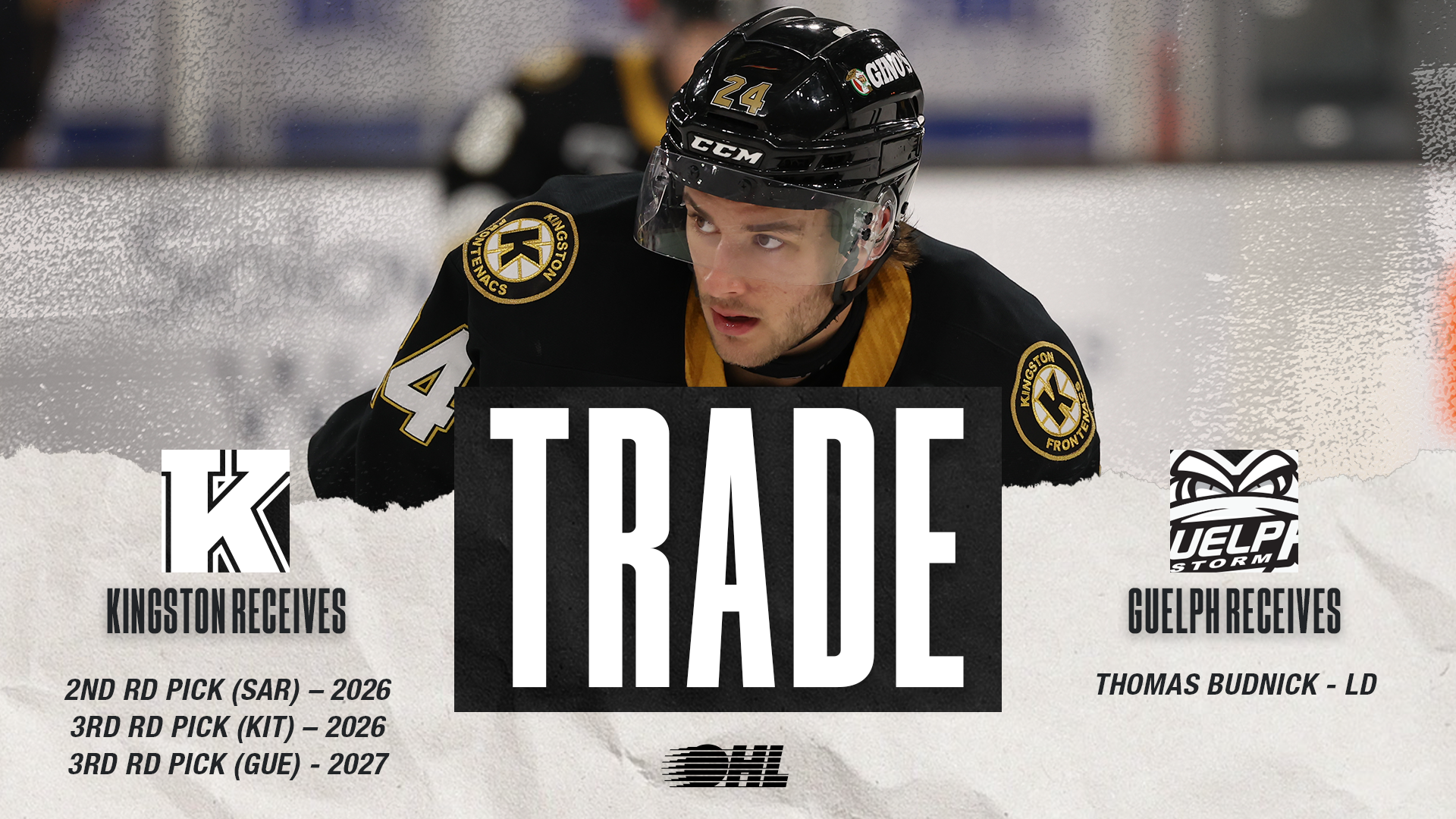 Frontenacs Trade Tommy Budnick to Storm for Picks - Kingston Frontenacs
