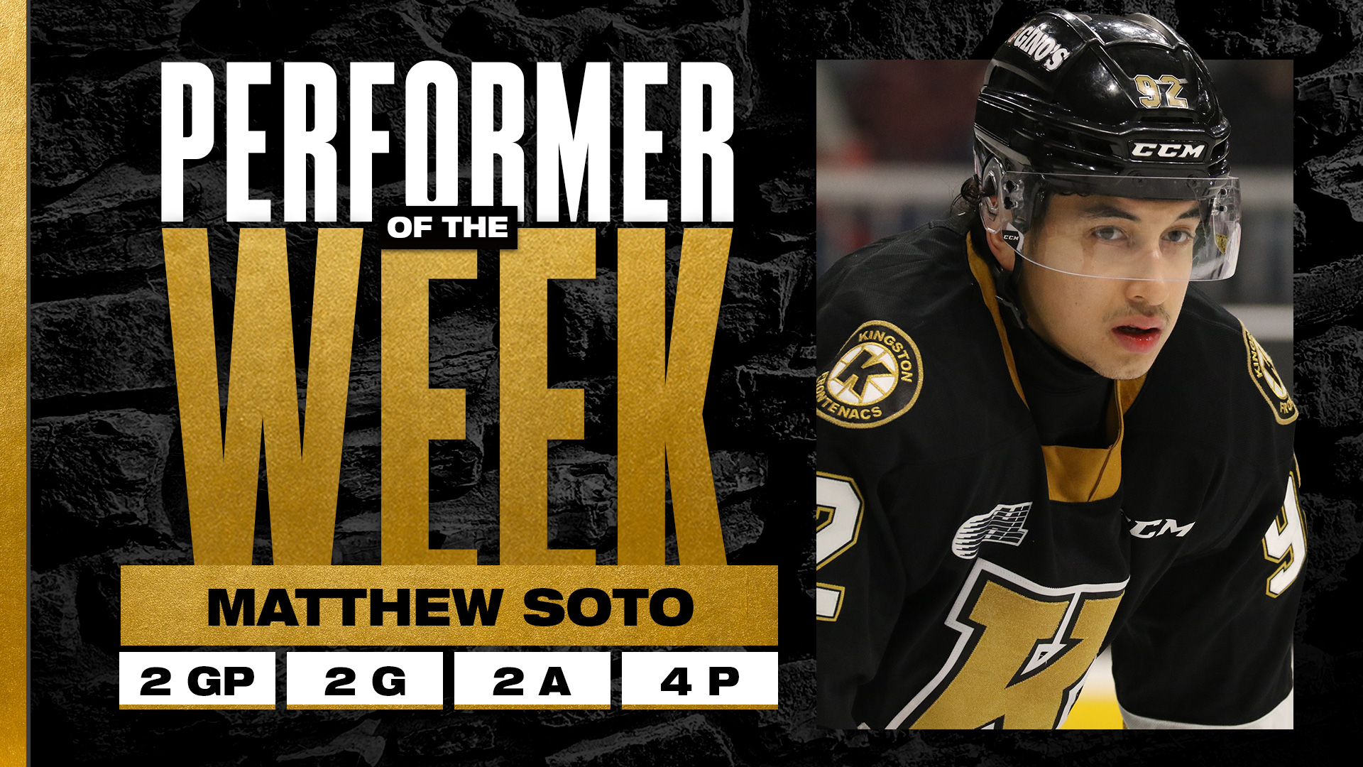 Performer of the Week: Matthew Soto - Kingston Frontenacs