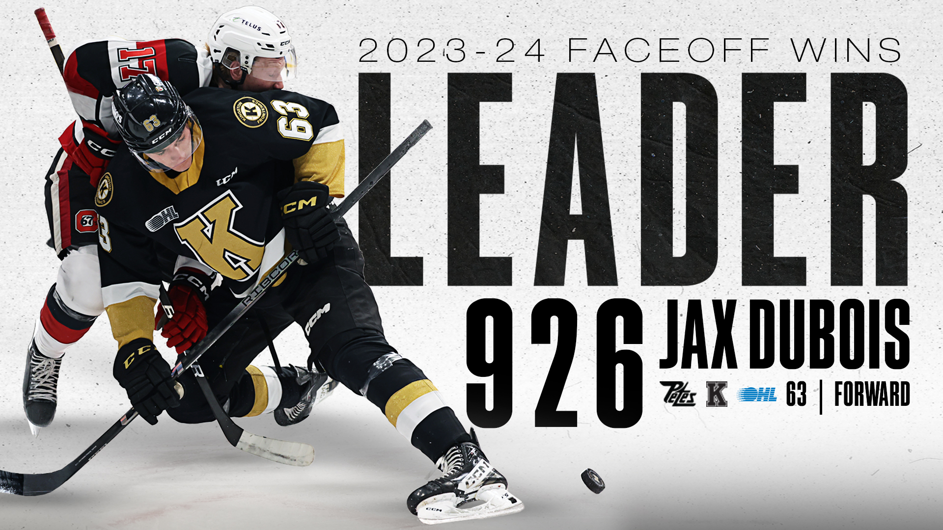 2023-24 Season Leader (Faceoff Wins): Jax Dubois - Kingston Frontenacs