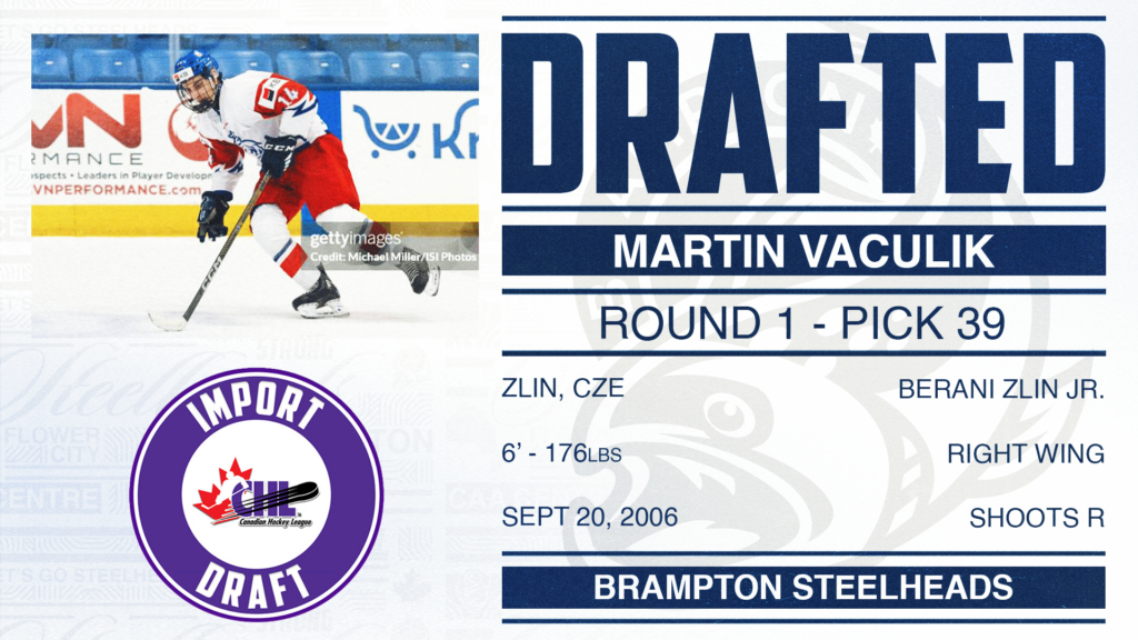 Brampton Steelheads draft Czechia forward Martin Vaculik in the CHL ...