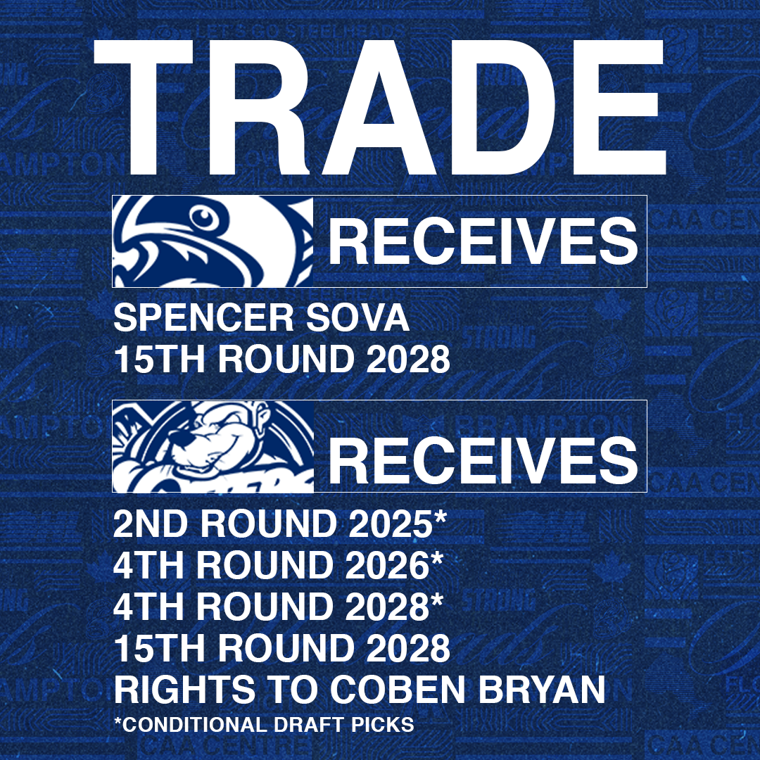 BRAMPTON STEELHEADS ACQUIRE SPENCER SOVA FROM OTTERS - Brampton Steelheads