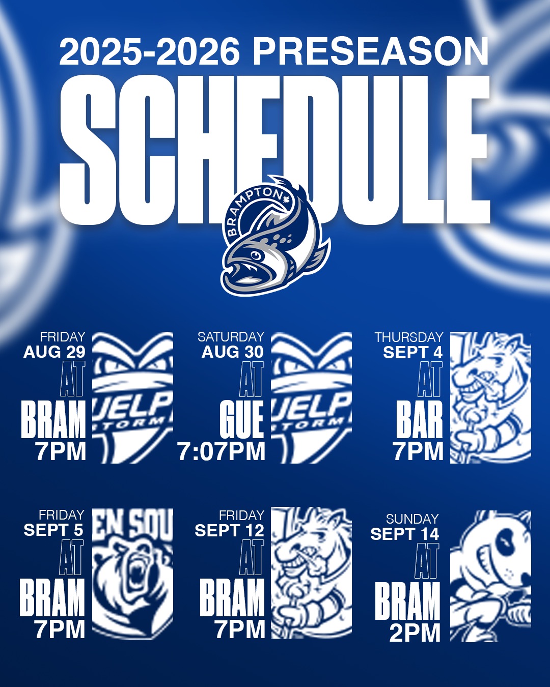 BRAMPTON STEELHEADS RELEASE 2025-26 REGULAR SEASON SCHEDULE - Brampton ...