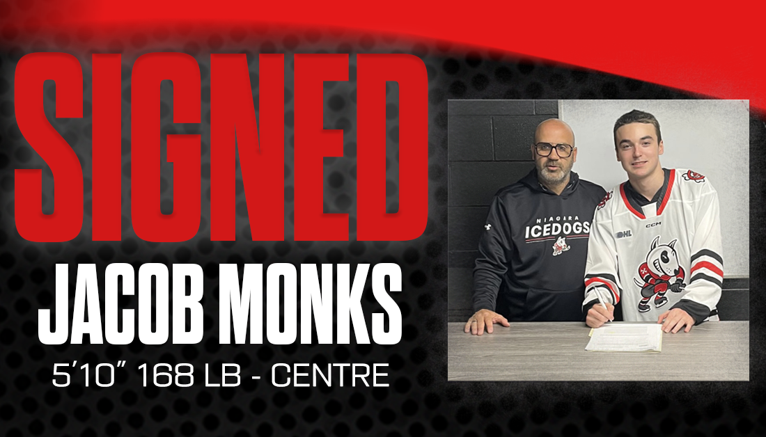 IceDogs Sign '08 Centre Jacob Monks - Niagara IceDogs