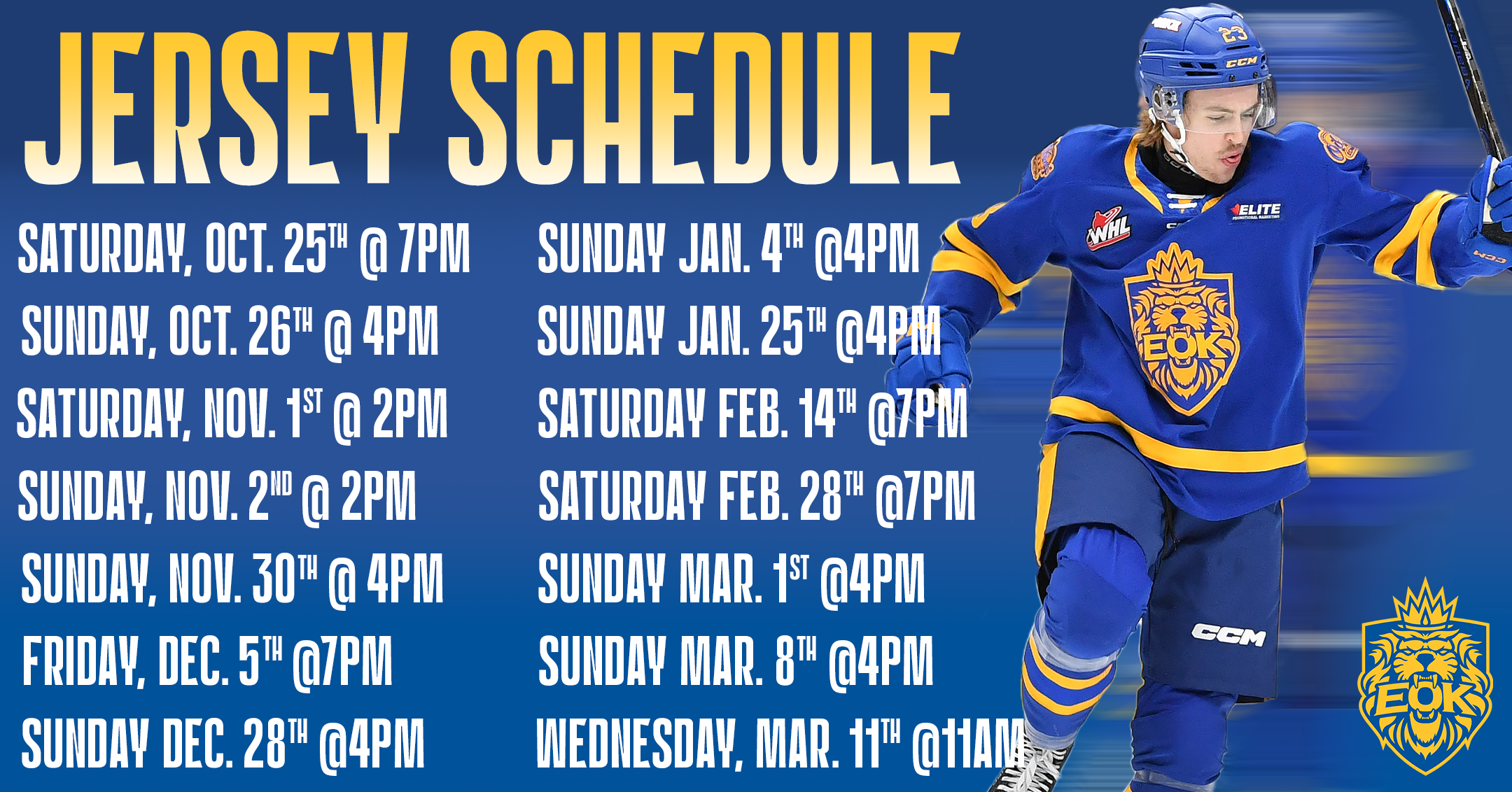 2025-2026 Jersey Schedule - Edmonton Oil Kings
