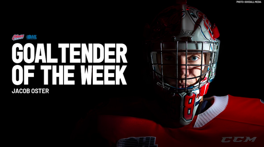 Jacob Oster named OHL's Goaltender of the Week - Oshawa Generals