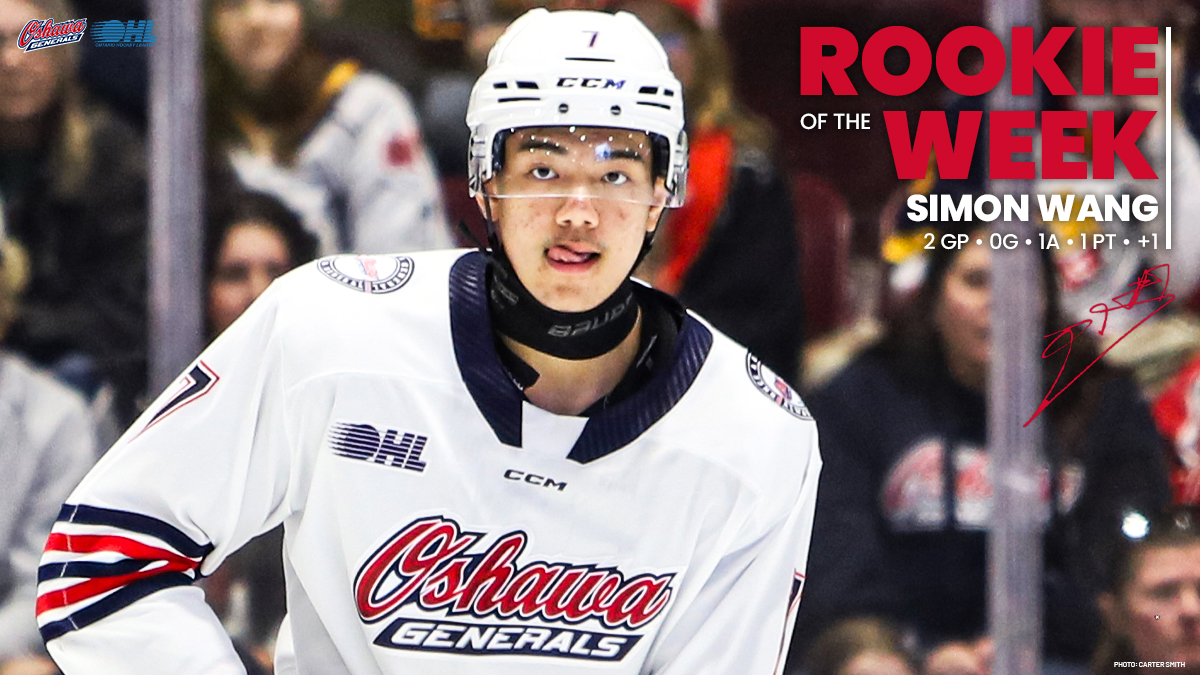 Simon Wang named OHL Rookie of the Week - Oshawa Generals