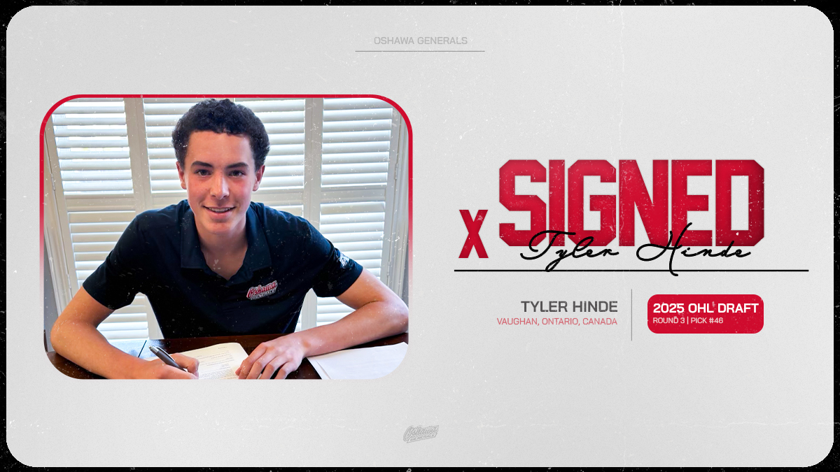 Generals sign forward Tyler Hinde - Oshawa Generals