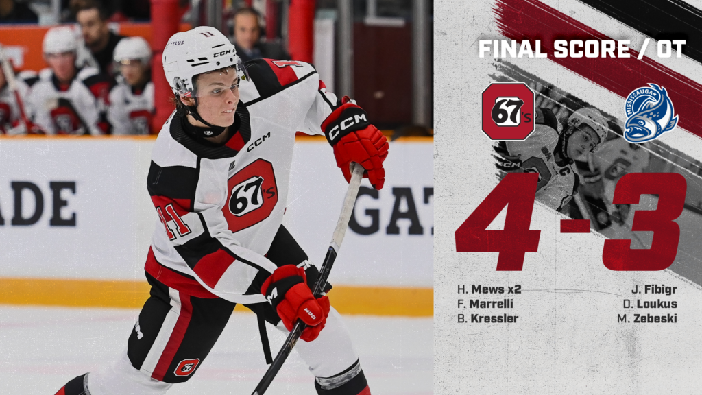 Mews’ second of the night gives 67’s big win in Mississauga - Ottawa 67s