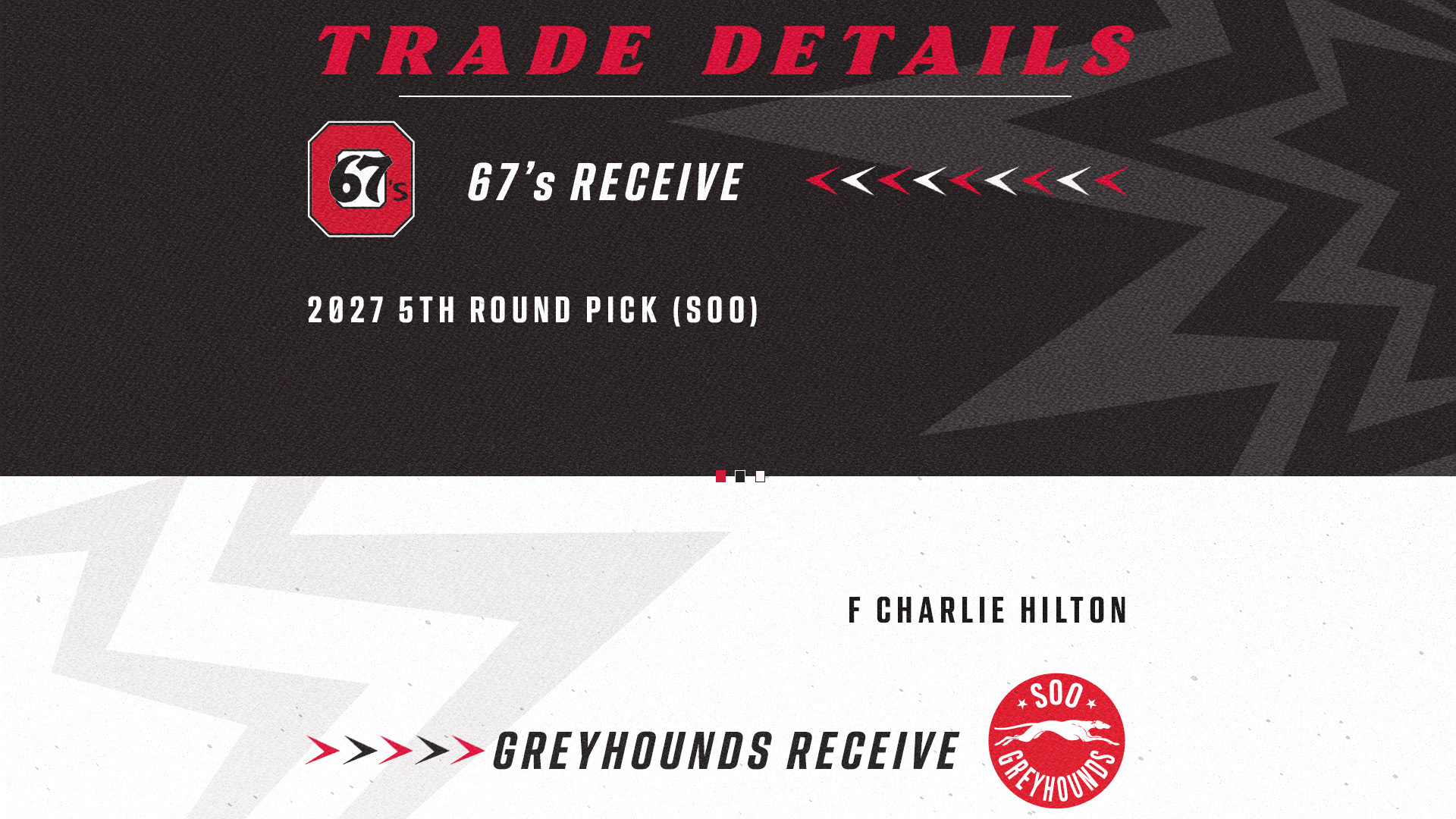67's acquire pick from Greyhounds for Charlie Hilton - Ottawa 67s