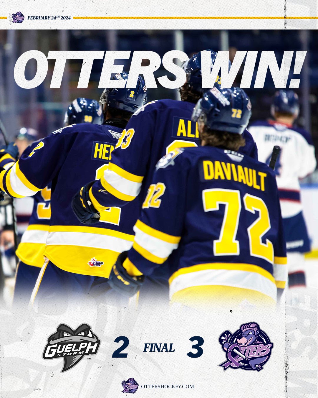 Emotional Hockey Fights Cancer Night Sees Erie Complete Comeback Win over Guelph, 3-2 - Erie Otters