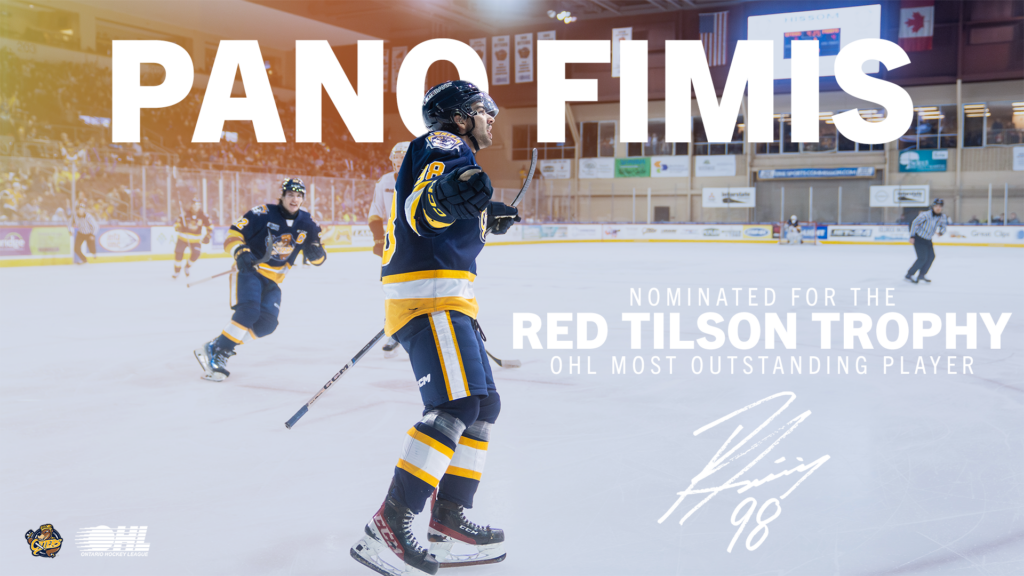 Pano Fimis Named Nominee of OHL's Red Tilson Trophy - Erie Otters