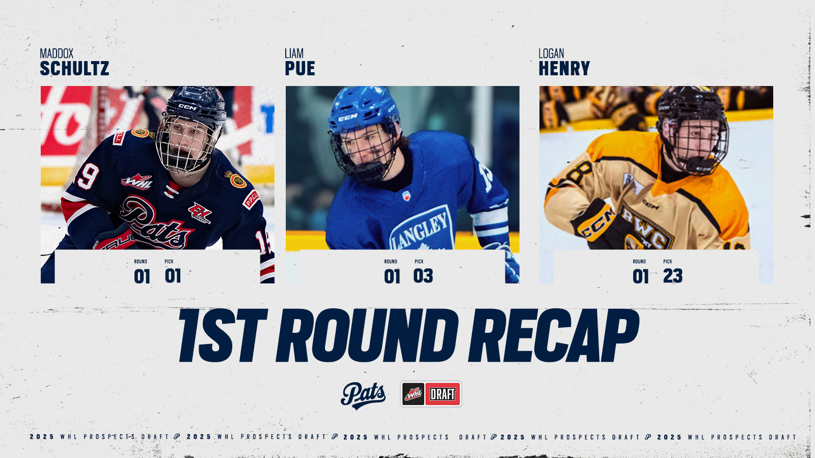 Pats make trio of selections in first round of 2025 WHL Prospects Draft ...