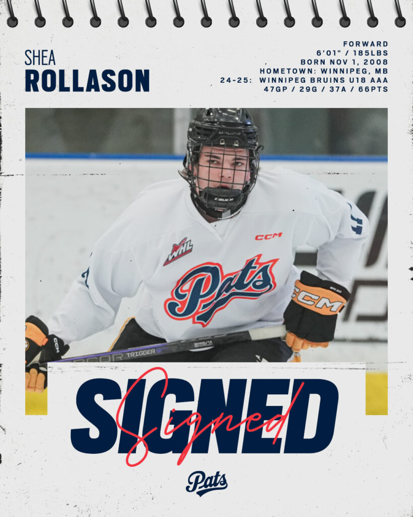Shea Rollason Signs With Pats - Regina Pats