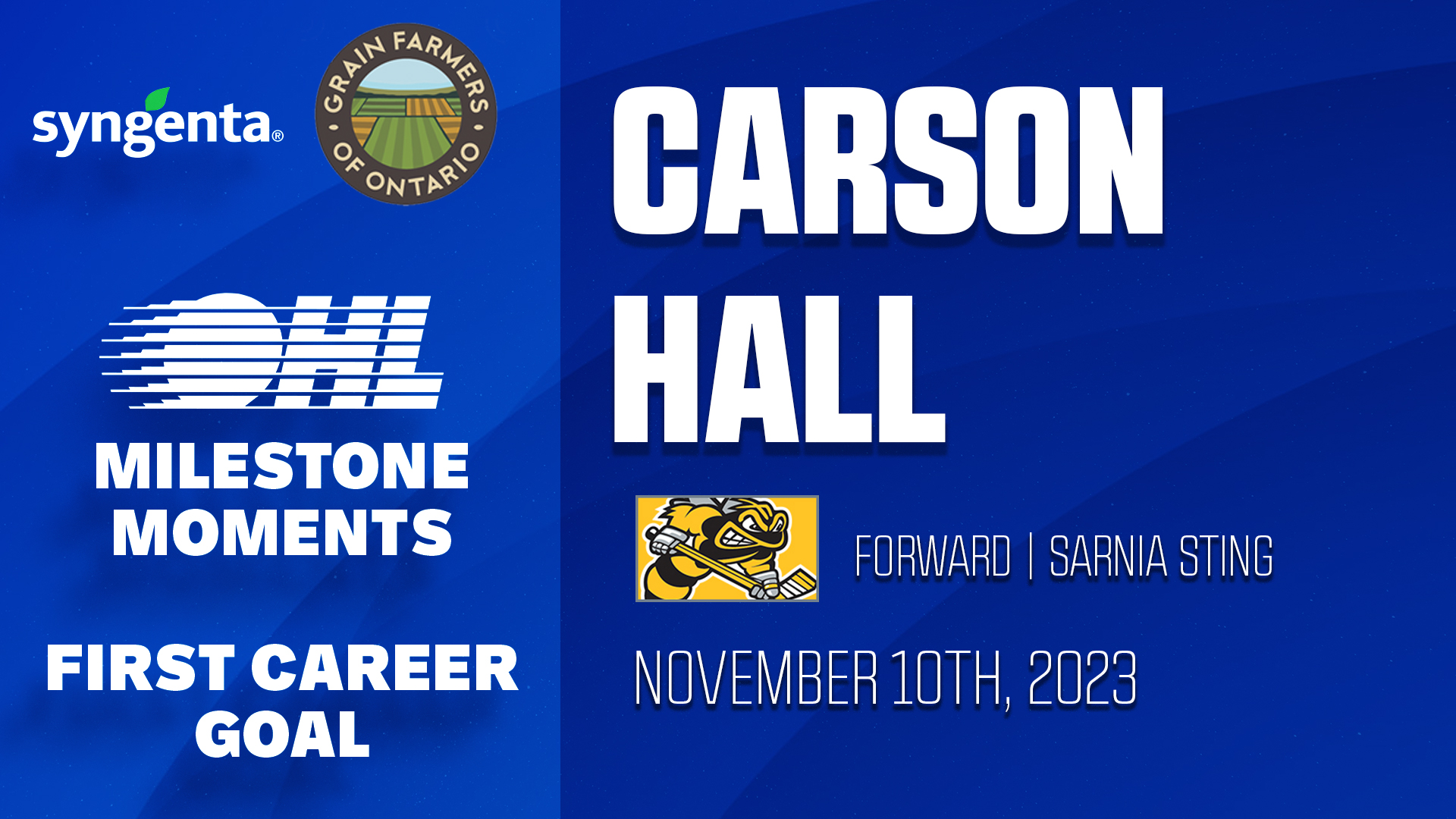 OHL Milestones | Carson Hall | First Career Goal - Ontario Hockey League