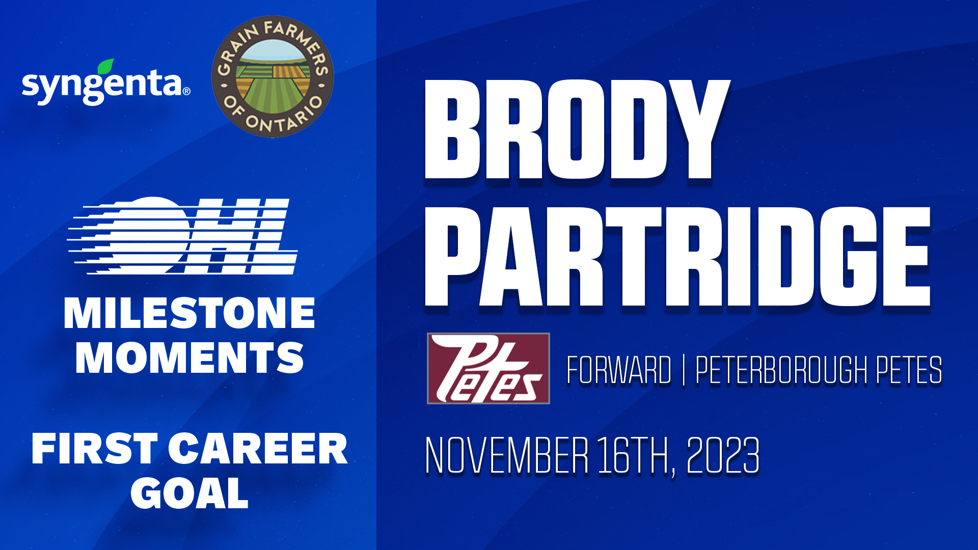 OHL Milestone | Brody Partridge | First Career Goal - Ontario Hockey League