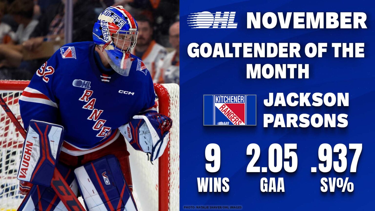 OHL Announces Top Performers of the Month for November - Ontario Hockey League