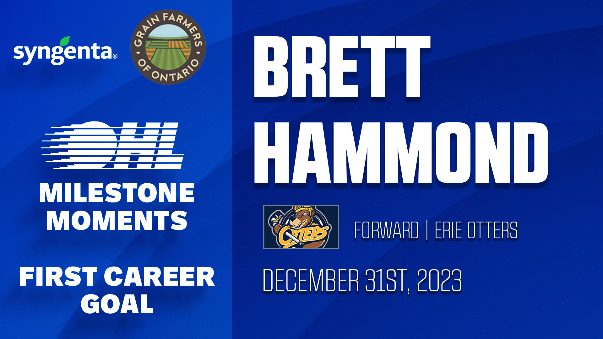 OHL Milestones | Brett Hammond | First Career Goal - Ontario Hockey League