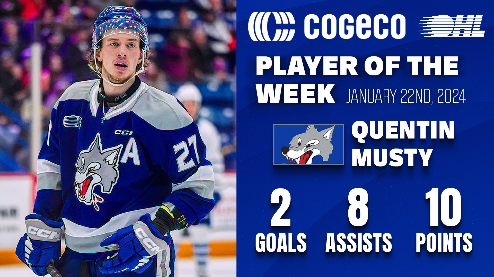 Wolves' Quentin Musty named Cogeco OHL Player of the Week - Ontario ...