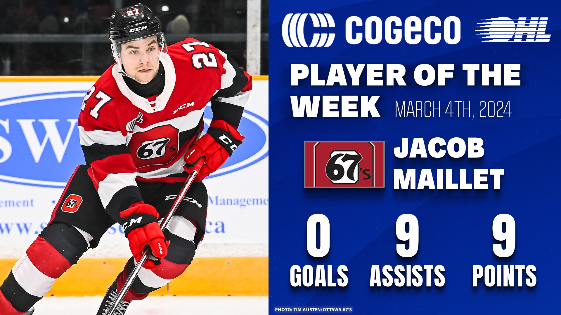 67's' Jacob Maillet named Cogeco OHL Player of the Week - Ontario ...