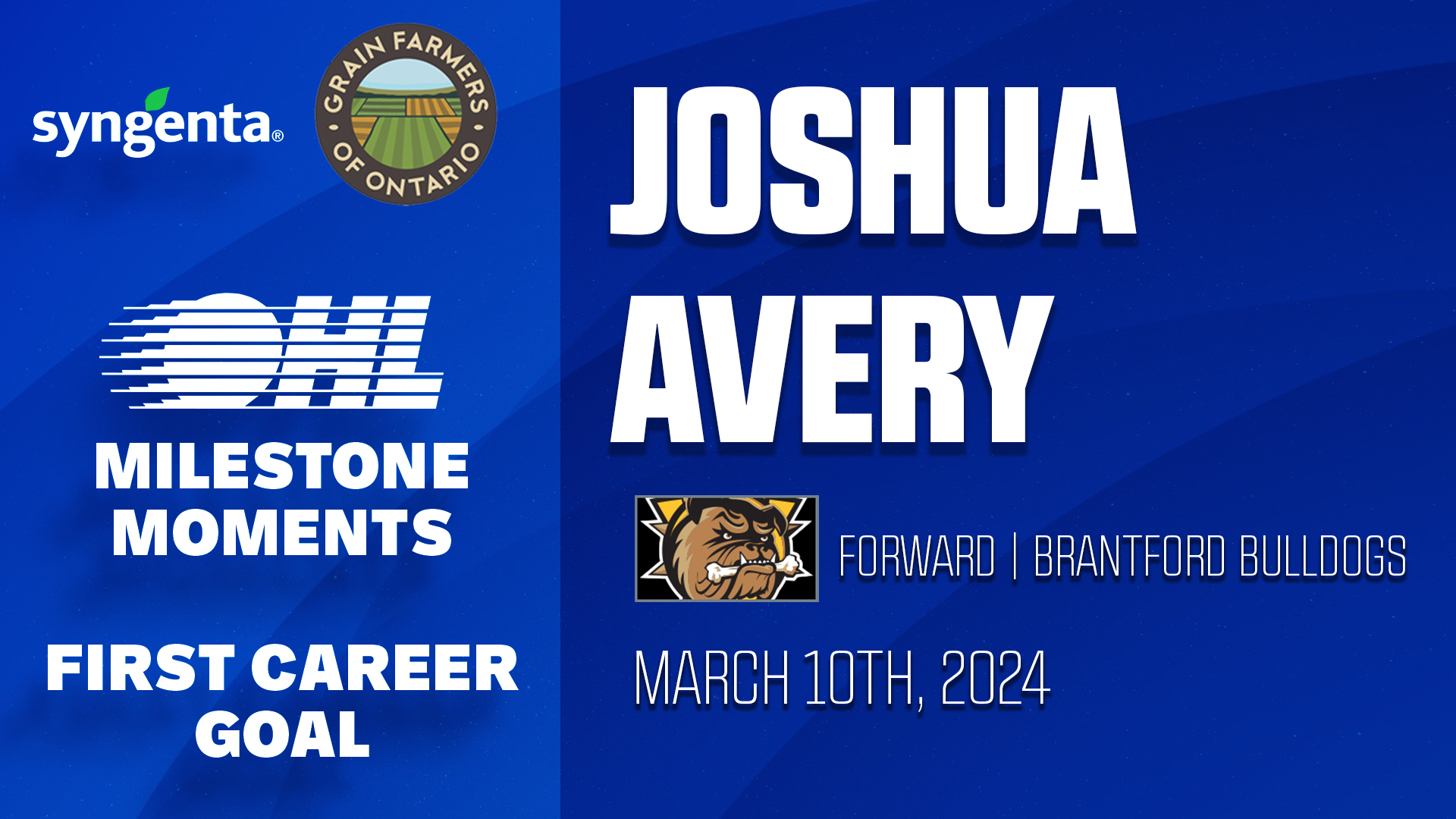 OHL Milestones | Joshua Avery | First Career Goal - Ontario Hockey League