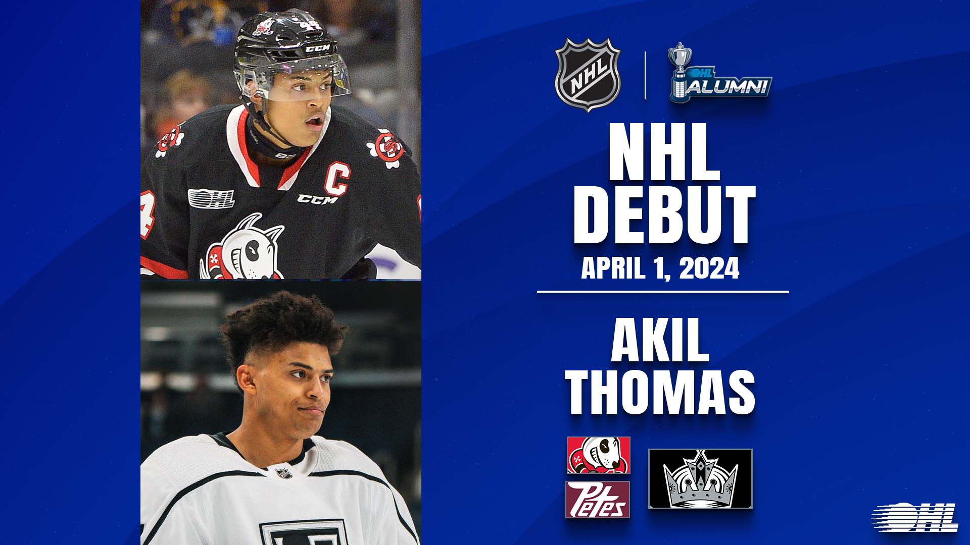 NHL Debut: Akil Thomas (Apr. 1, 2024) - Ontario Hockey League