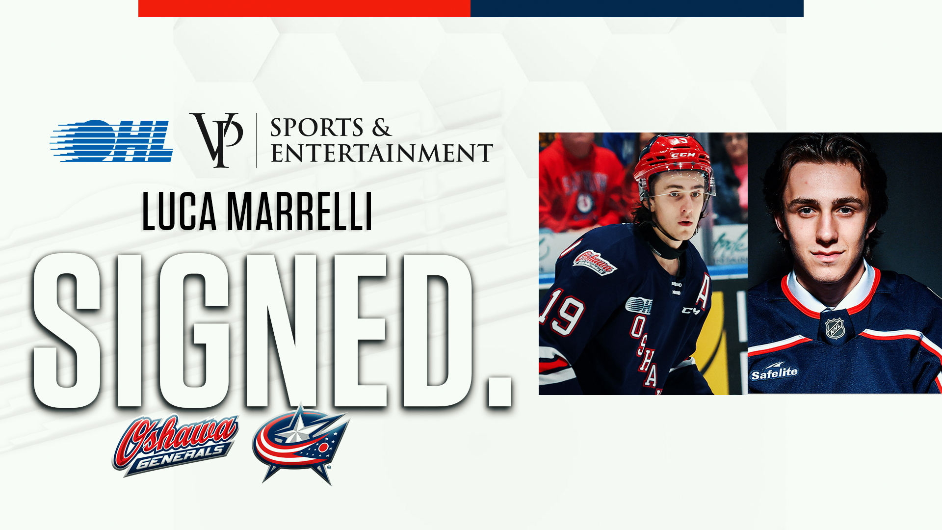 Generals' Marrelli signs with Blue Jackets - Ontario Hockey League