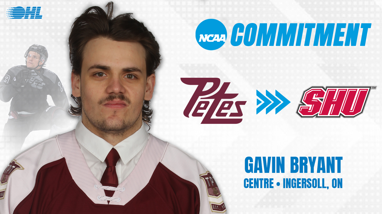 Petes' Gavin Bryant commits to Sacred Heart - Ontario Hockey League