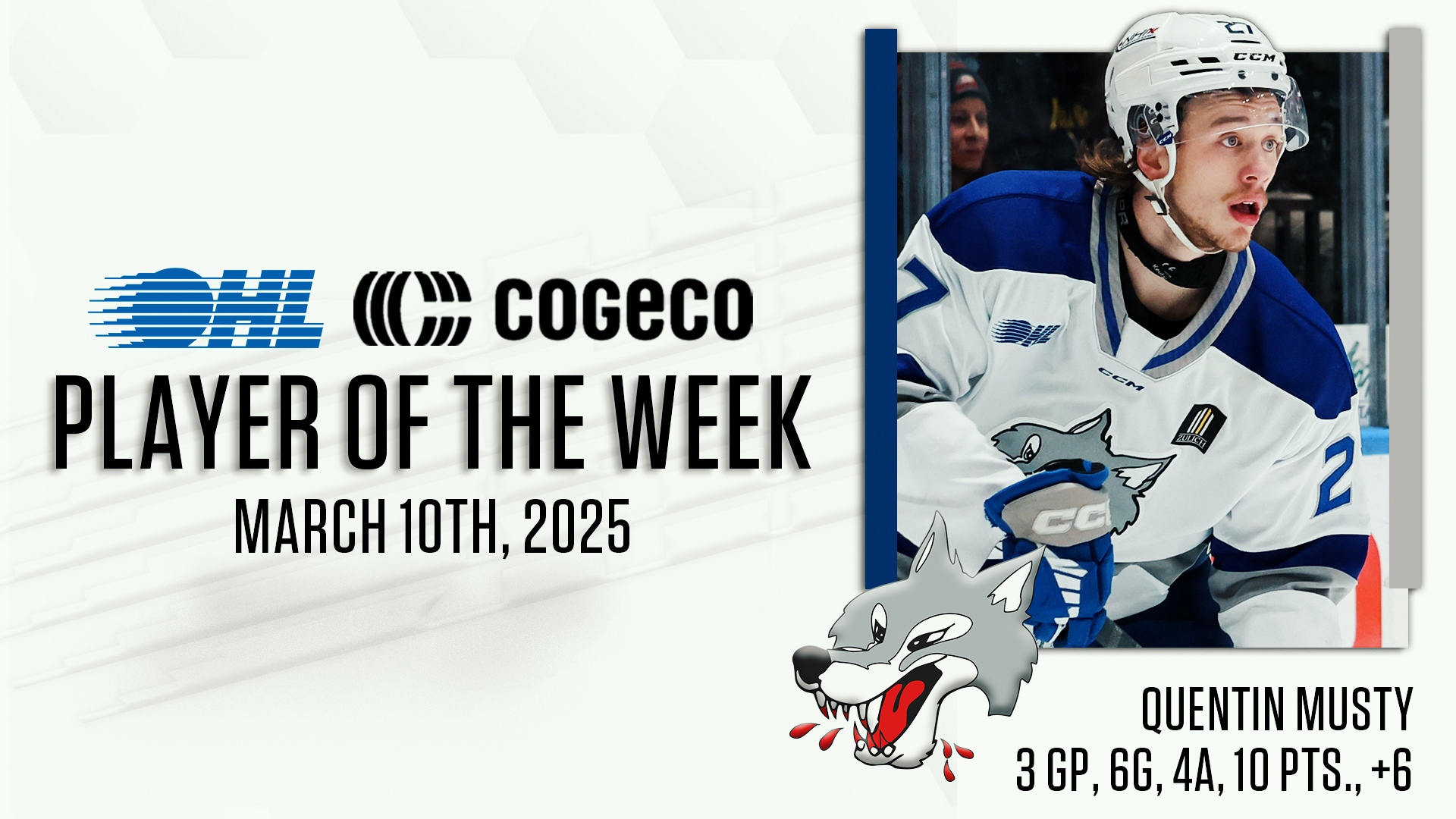 Wolves' Quentin Musty named Cogeco OHL Player of the Week - Ontario ...
