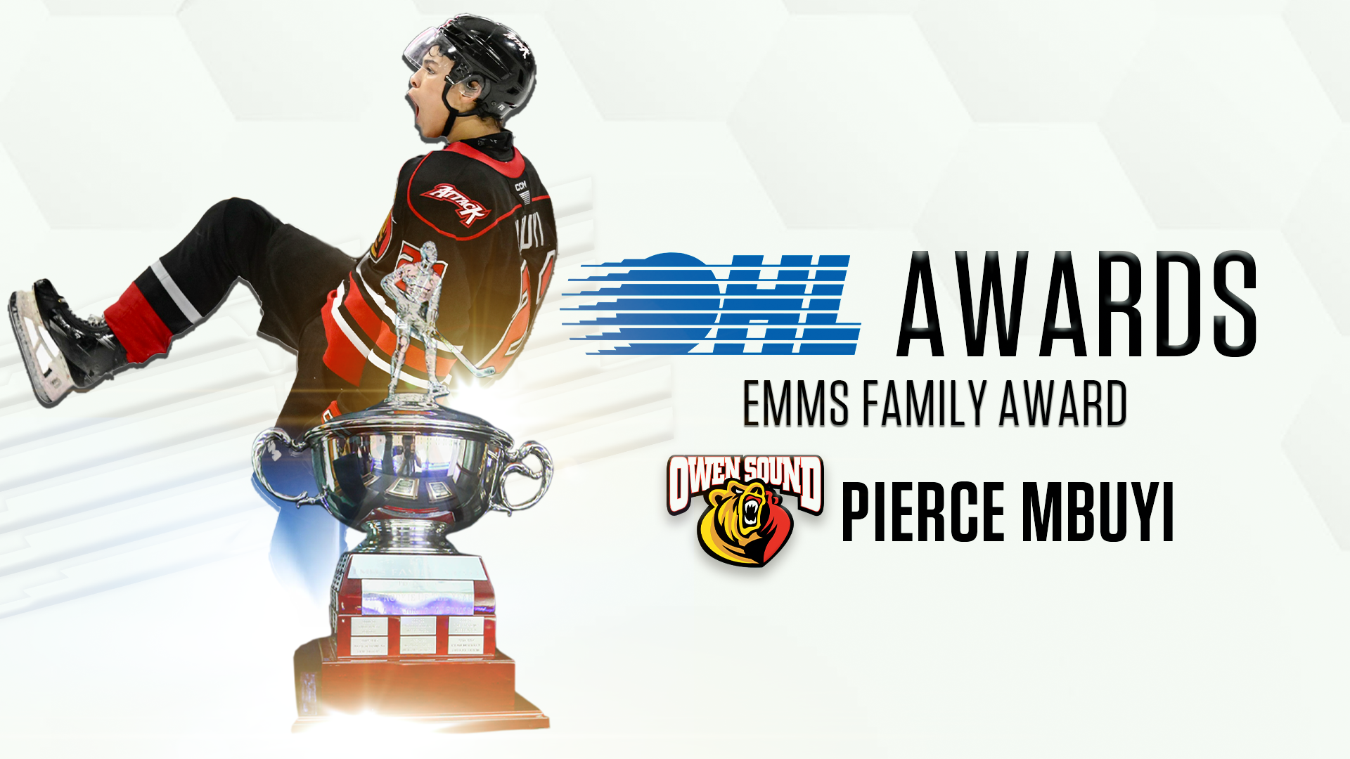 Attack's Pierce Mbuyi earns Emms Family Award as OHL Rookie of the Year ...
