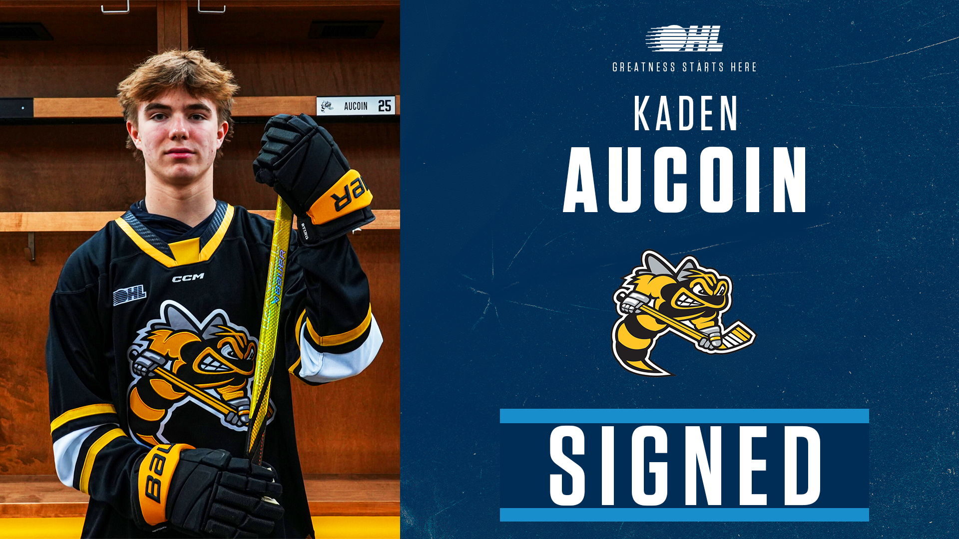 Sting sign American blueliner Kaden Aucoin - Ontario Hockey League