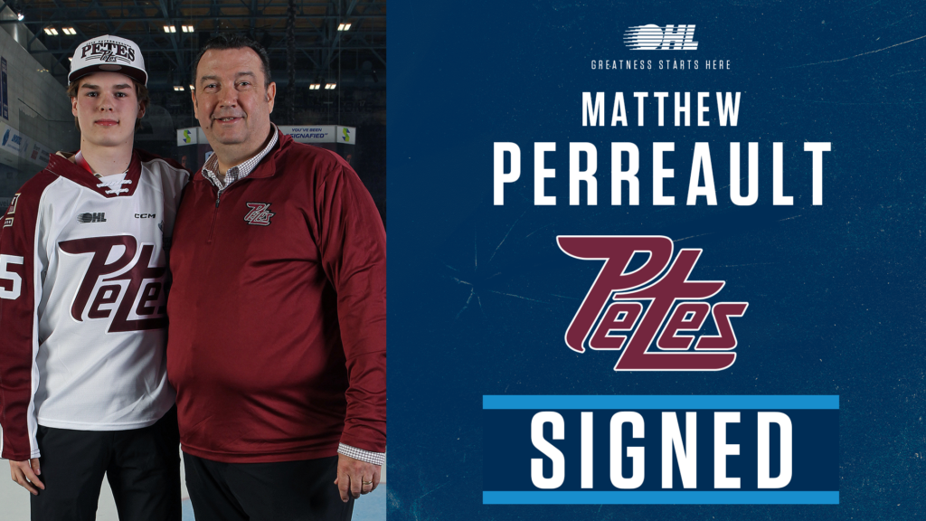 Petes sign second round selection Matthew Perreault - Ontario Hockey League