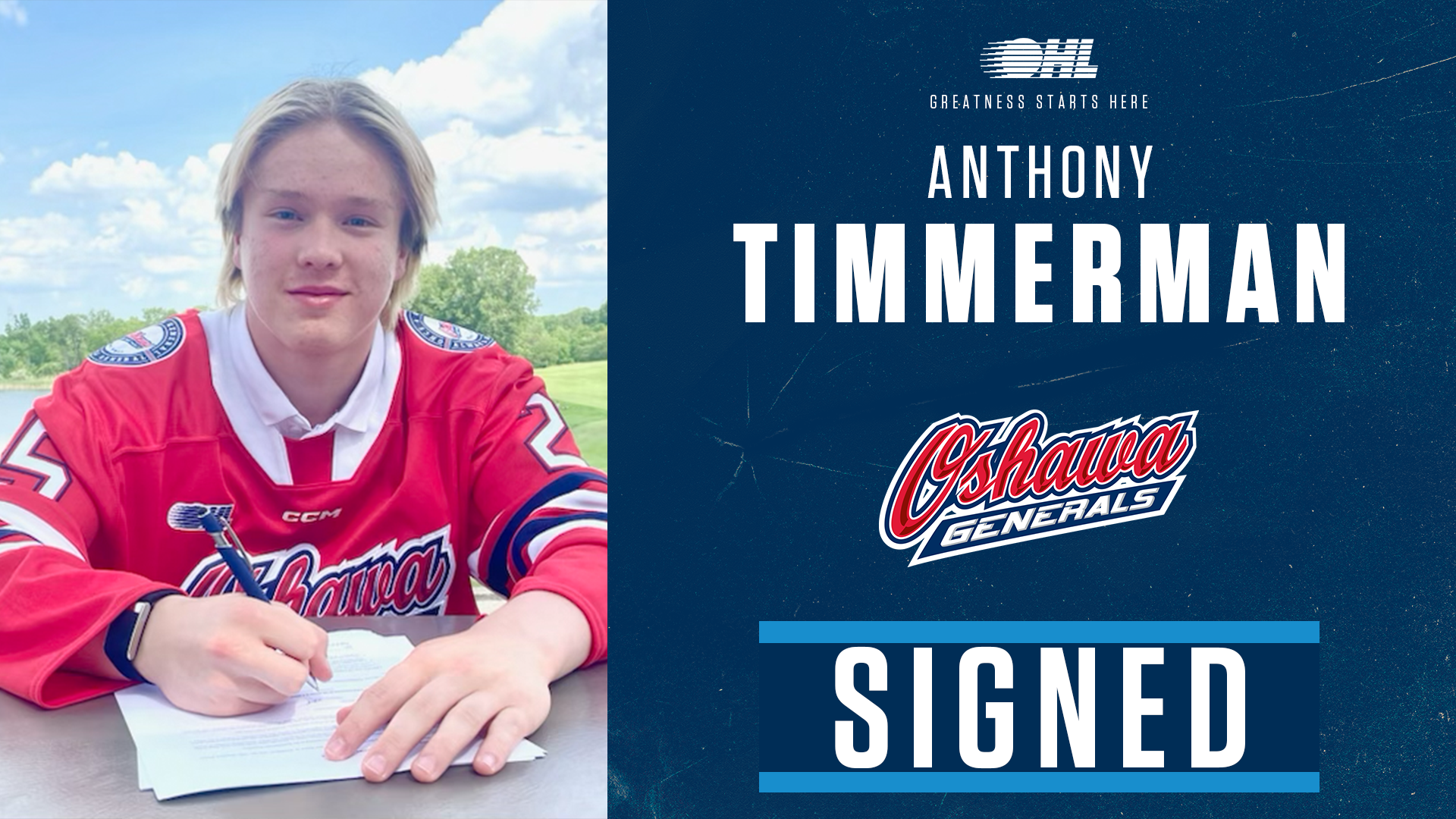 Generals sign defenceman Anthony Timmerman - Ontario Hockey League