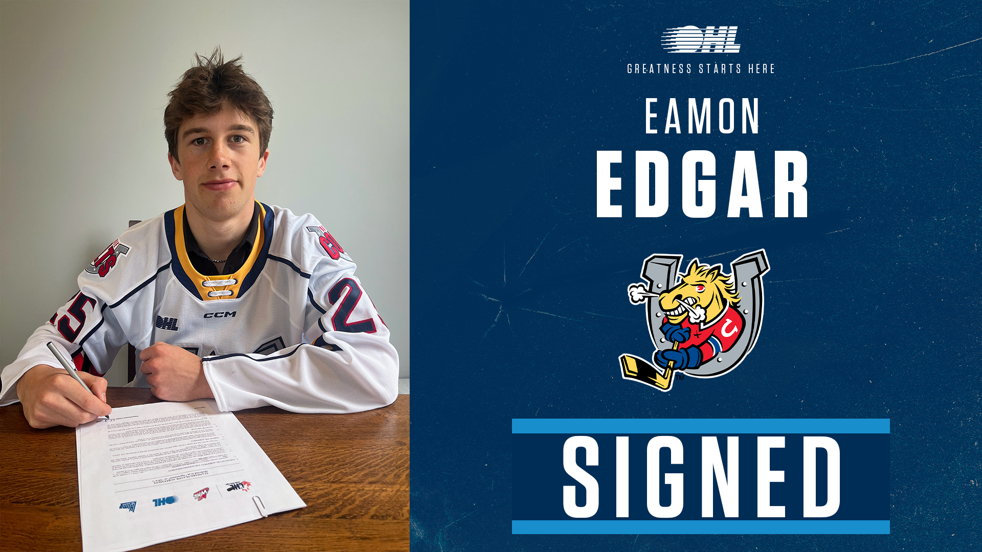 Colts sign second round pick Eamon Edgar - Ontario Hockey League