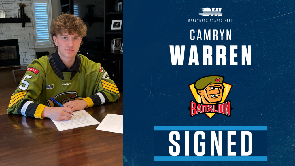 Battalion signs first round pick Camryn Warren - Ontario Hockey League