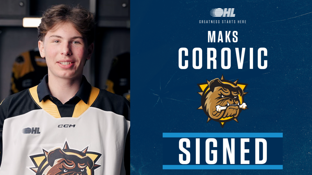 Bulldogs sign goaltender Maks Corovic - Ontario Hockey League