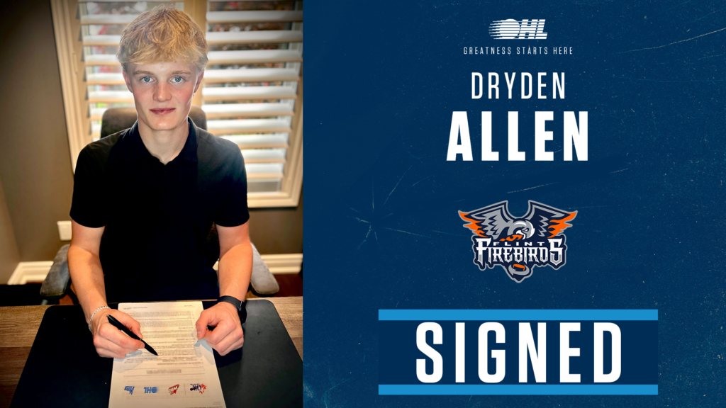 Firebirds sign defenceman Dryden Allen - Ontario Hockey League