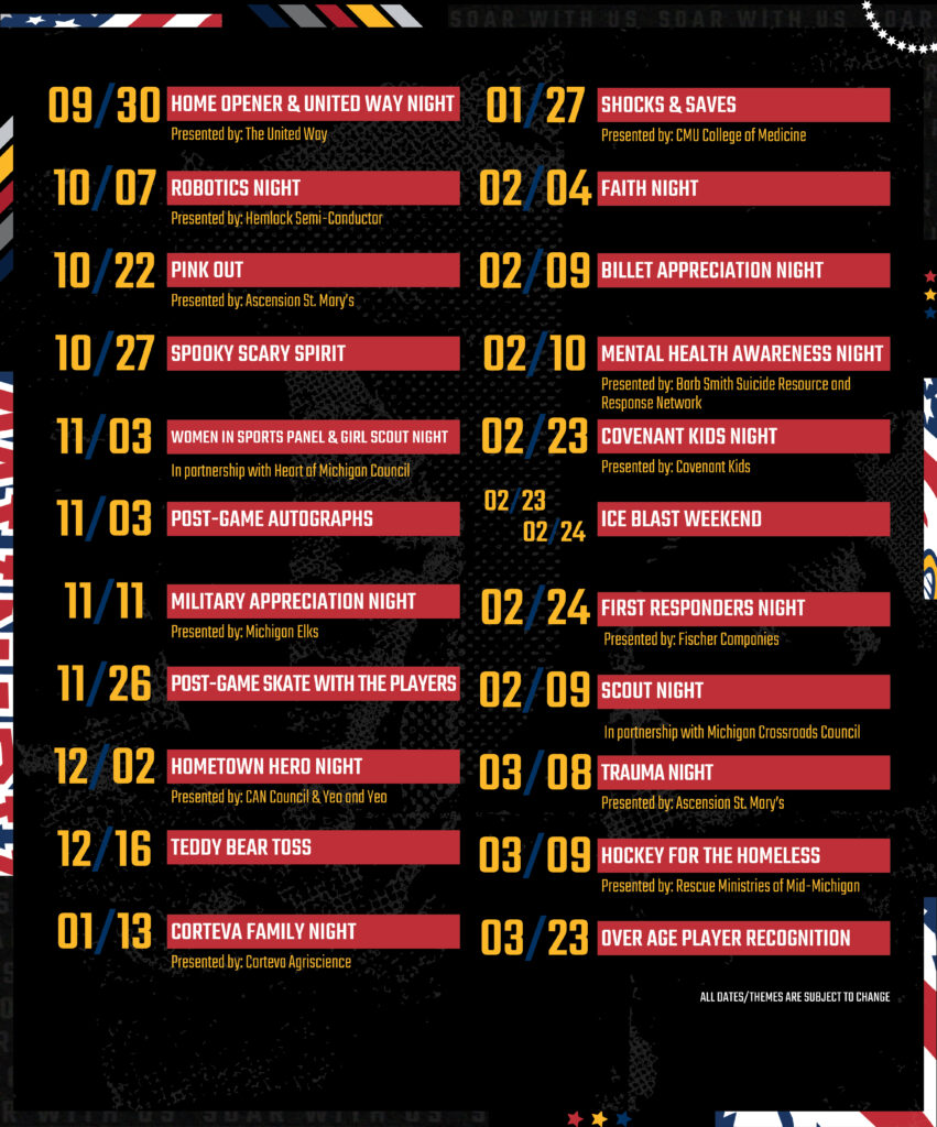 Promotional Schedule - Saginaw Spirit