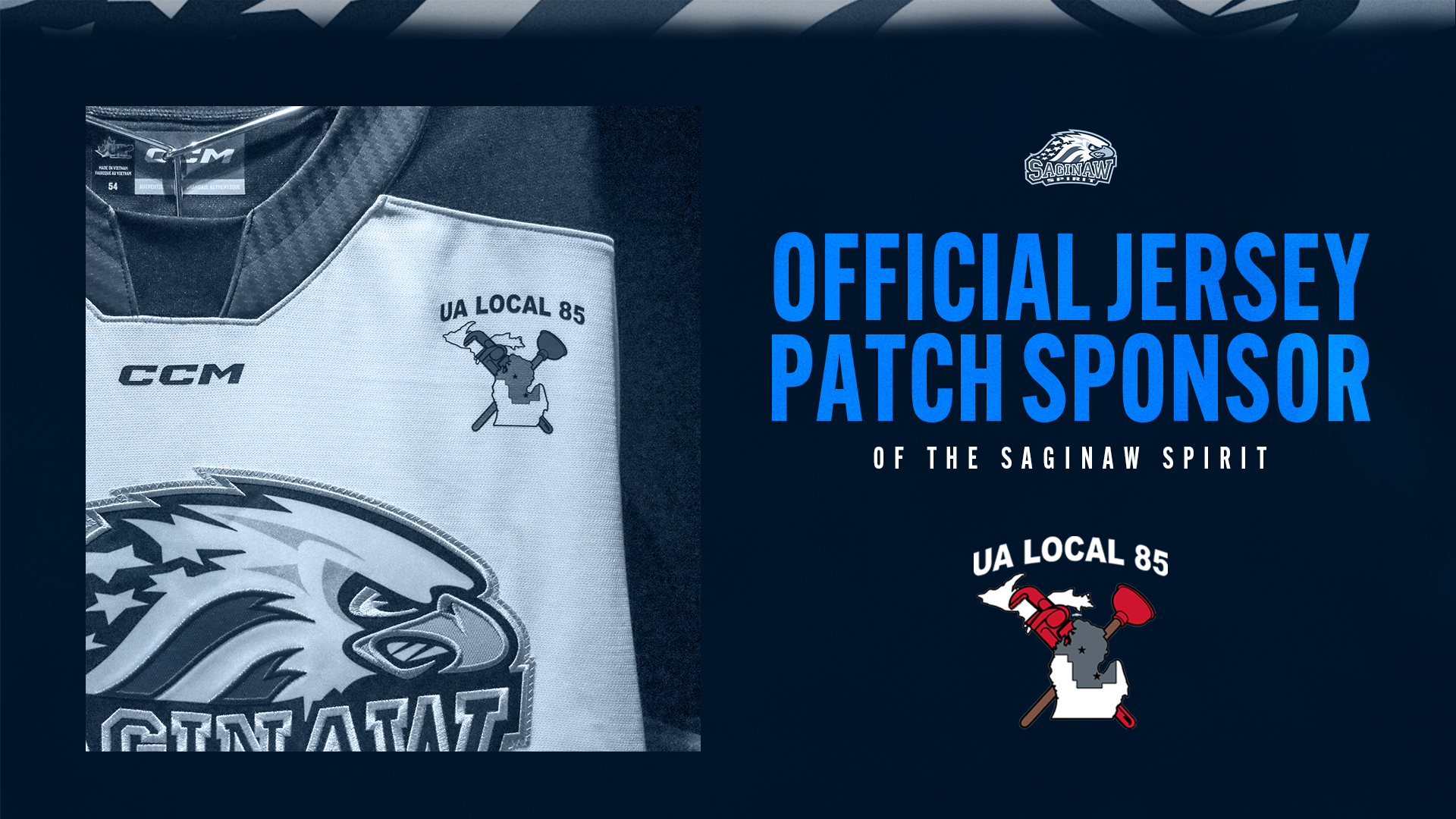 Spirit announce UA Local 85 as first-ever jersey sponsor - Saginaw Spirit