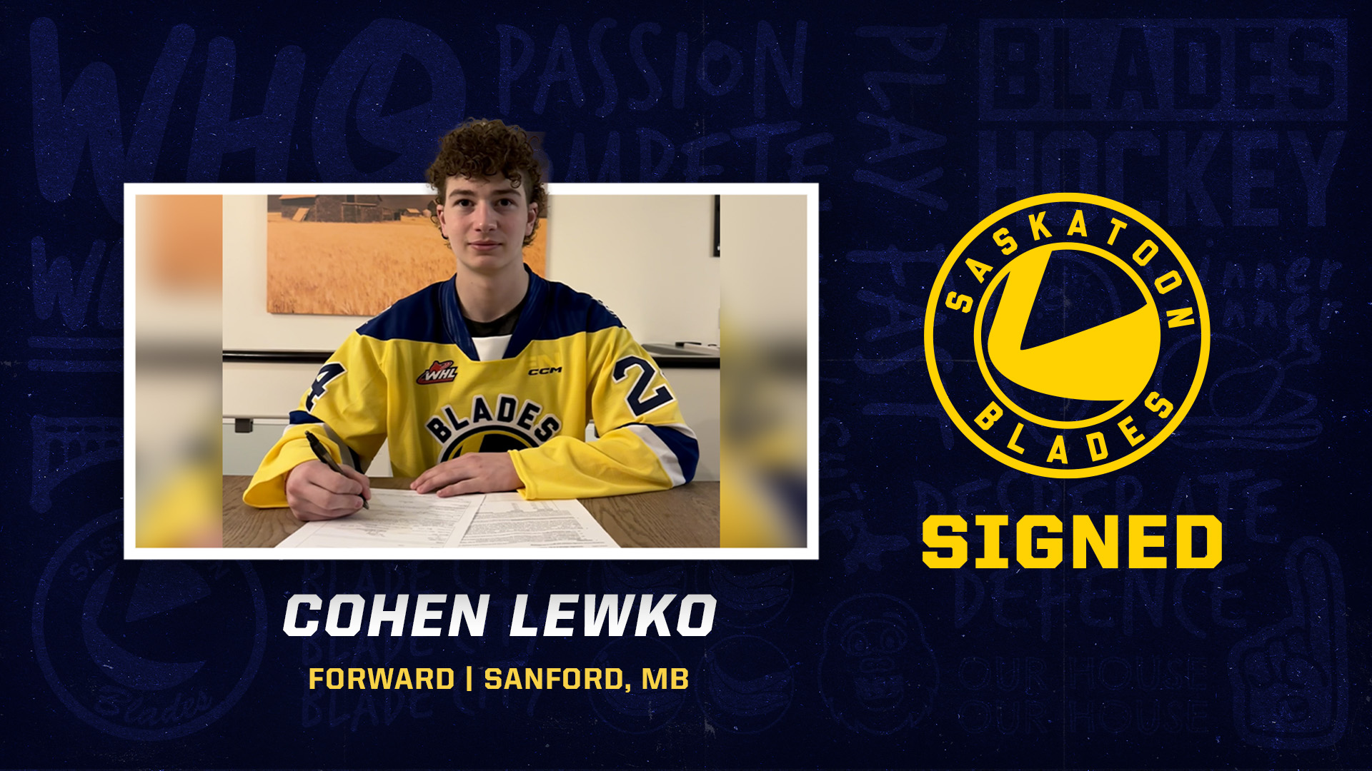 Blades sign 2009-born forward Cohen Lewko - Saskatoon Blades